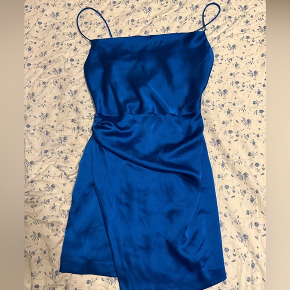 Zara | Dresses | Zara Blue Ruched Cocktail Slip Dress | Poshmark